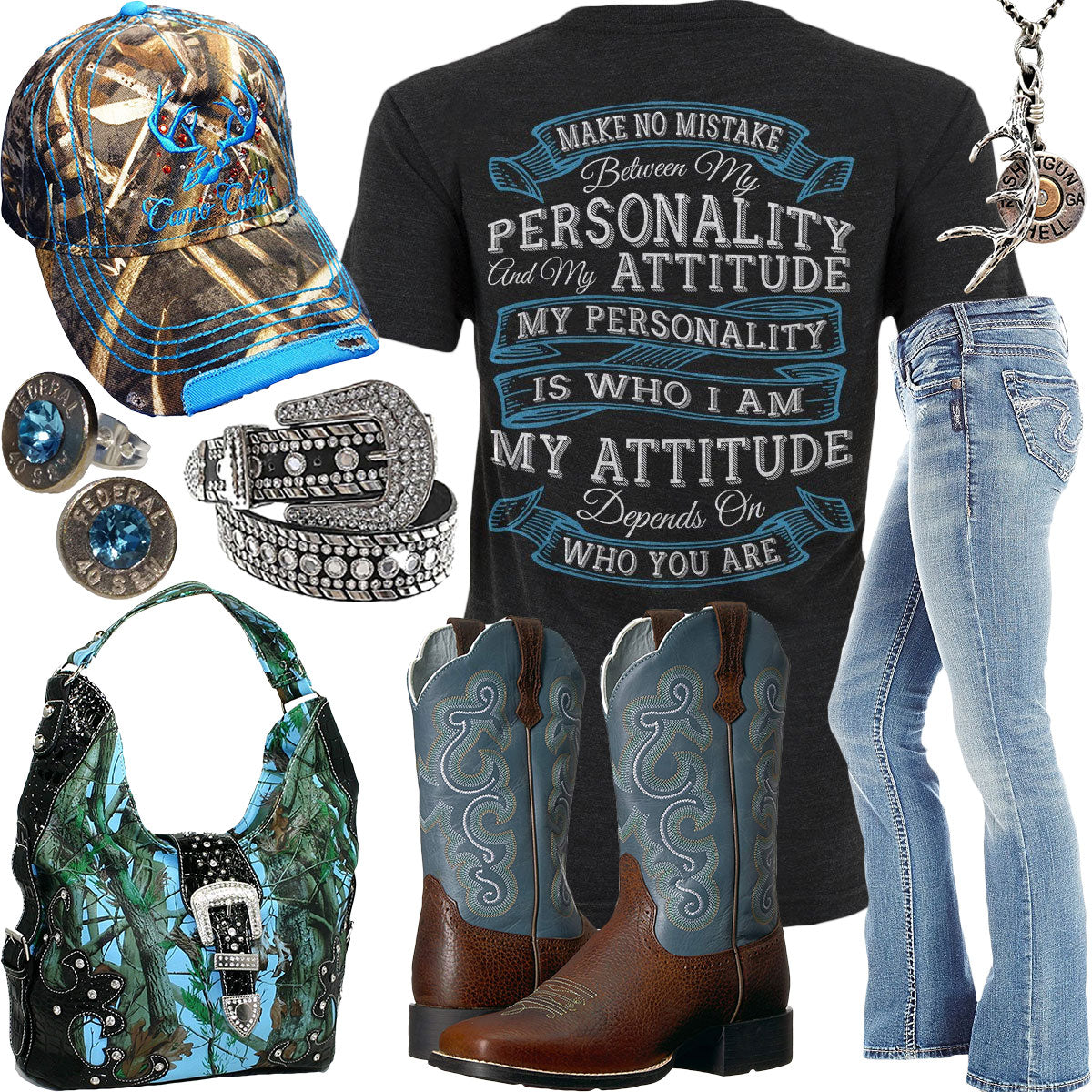 Personality & Attitude Blue Camo Purse Outfit – Clover + Cotton Co