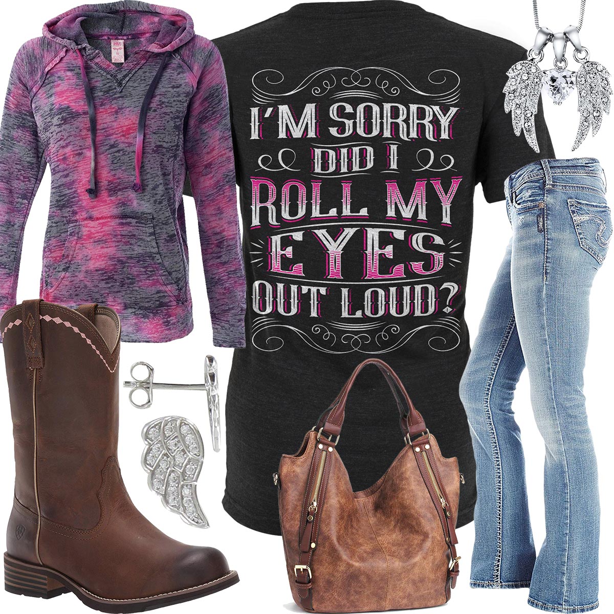 Roll My Eyes Ariat Boot Outfit – Clover + Cotton Co