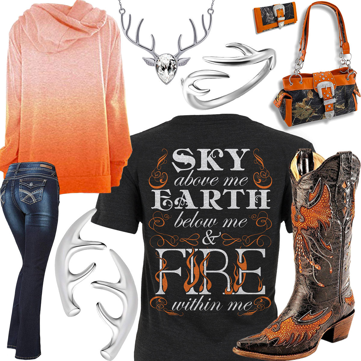 Fire Within Me Orange Gradient Hoodie Outfit – Clover + Cotton Co