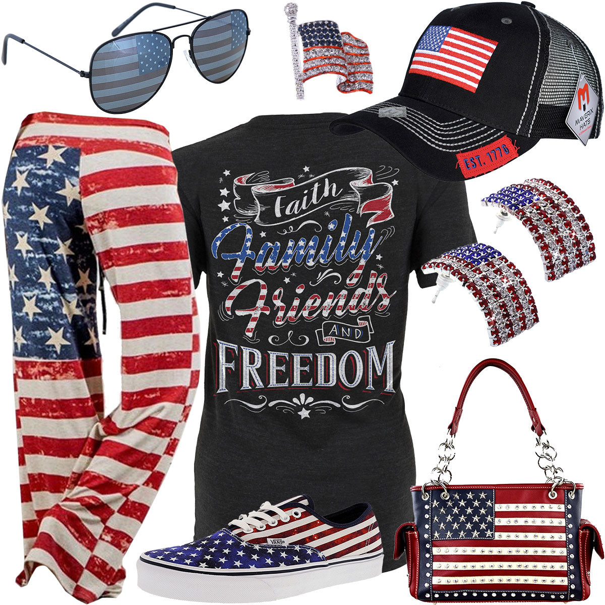 Faith, Family, Friends & Freedom American Flag Pants Outfit – Clover ...