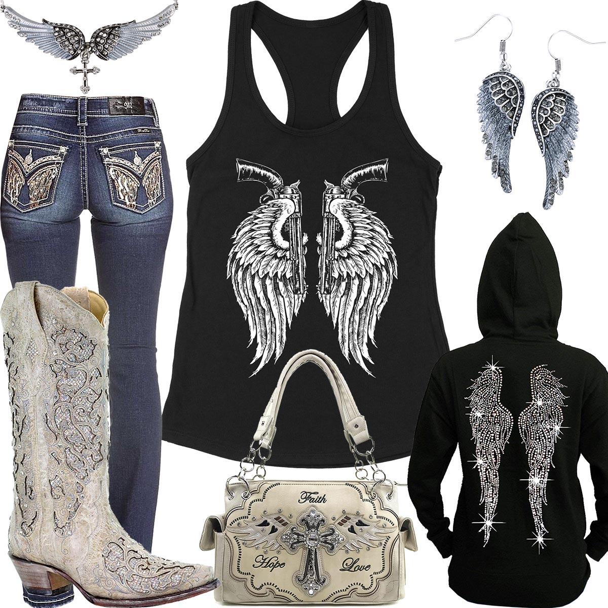 Angel Wings & Revolvers Tank Top Outfit – Clover + Cotton Co