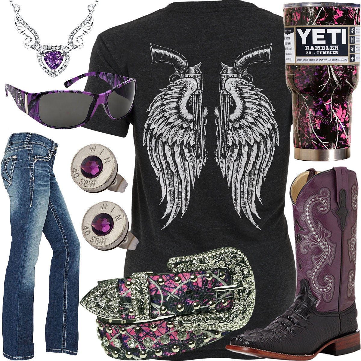 Angel Wings & Revolvers Muddy Girl Tumbler Outfit – Clover + Cotton Co