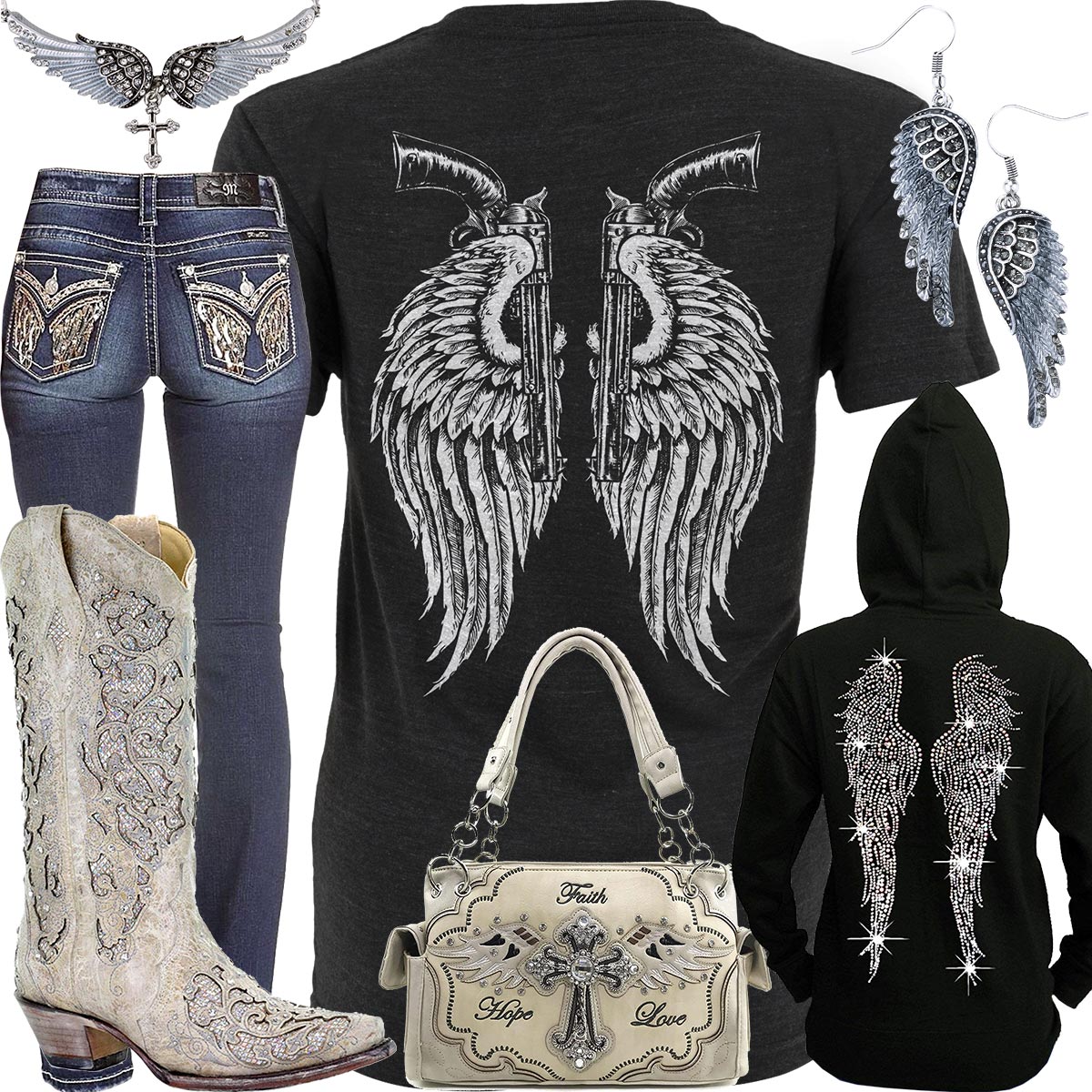 Angel Wings & Revolvers Miss Me Jeans Outfit – Clover + Cotton Co